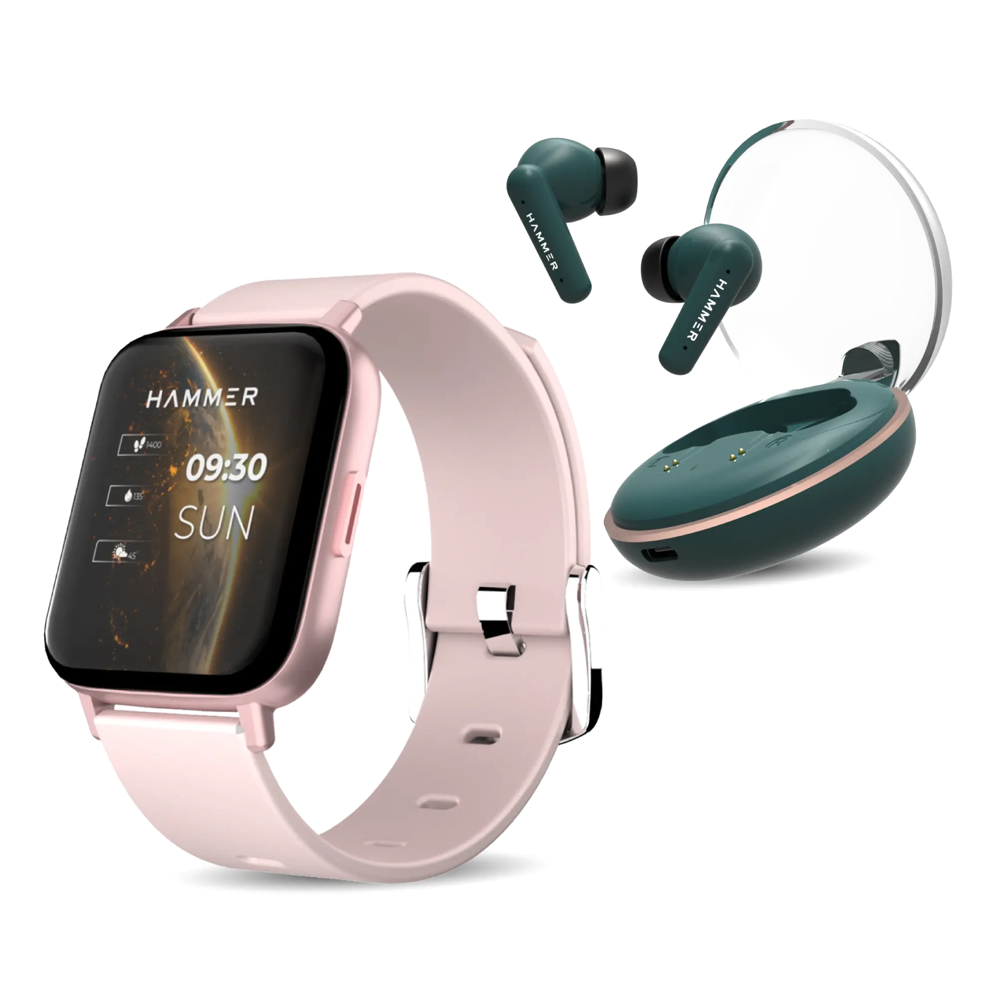 Hammer Pulse 3.0 Bluetooth Smartwatch & Airflow Plus TWS Earbuds (Comb